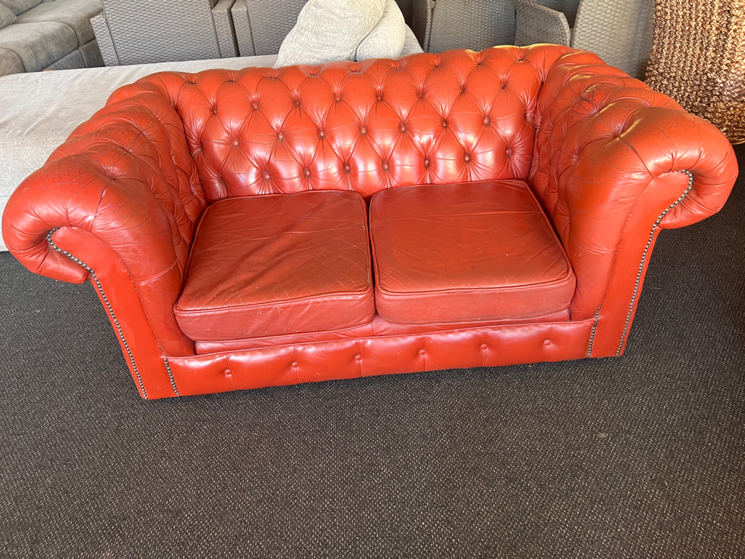 Dark orange leather vintage Chesterfield. 3 piece suite. | Classic ...